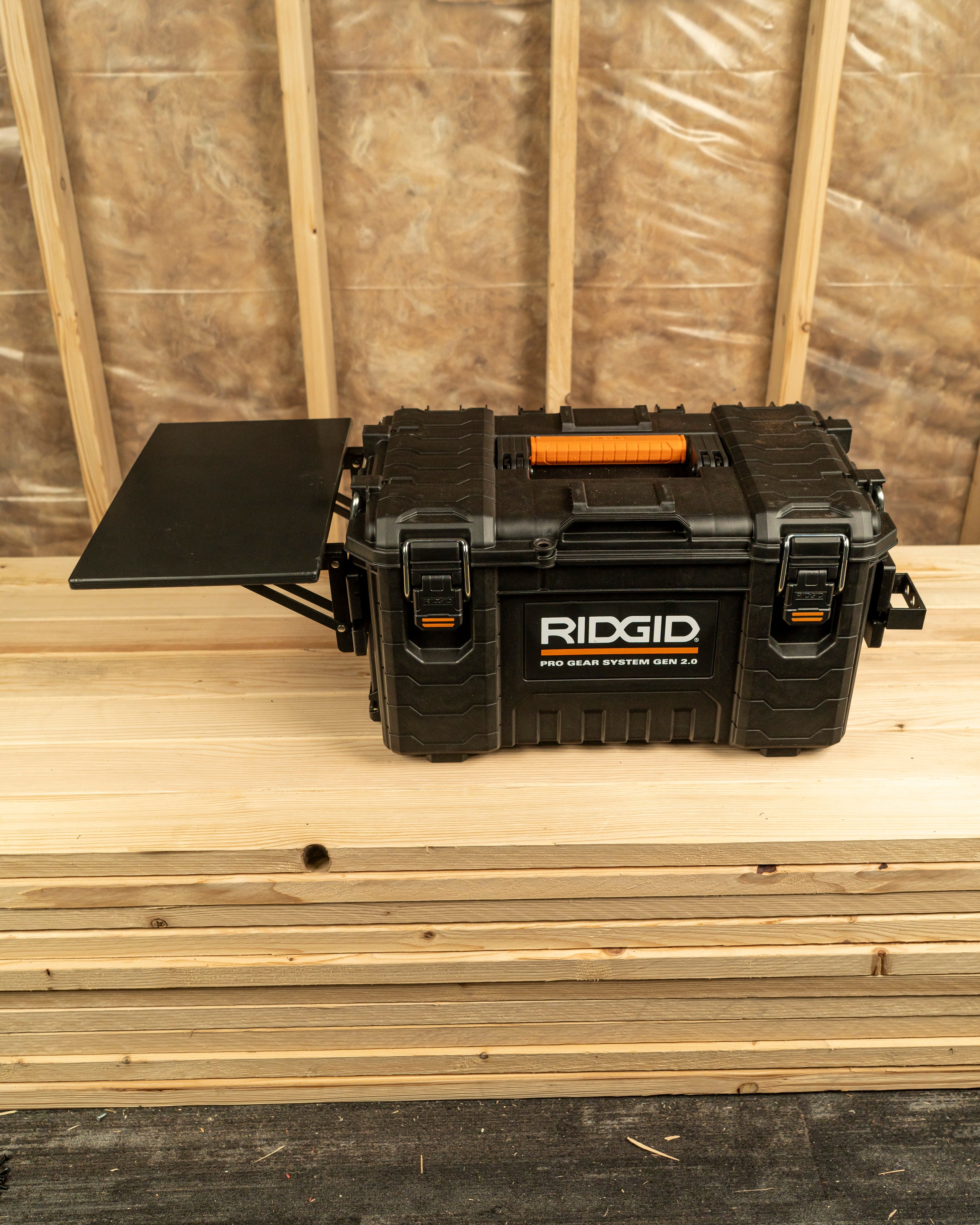 Ridgid Pro Gear Folding Side Table Tool Box | Stack Smarter